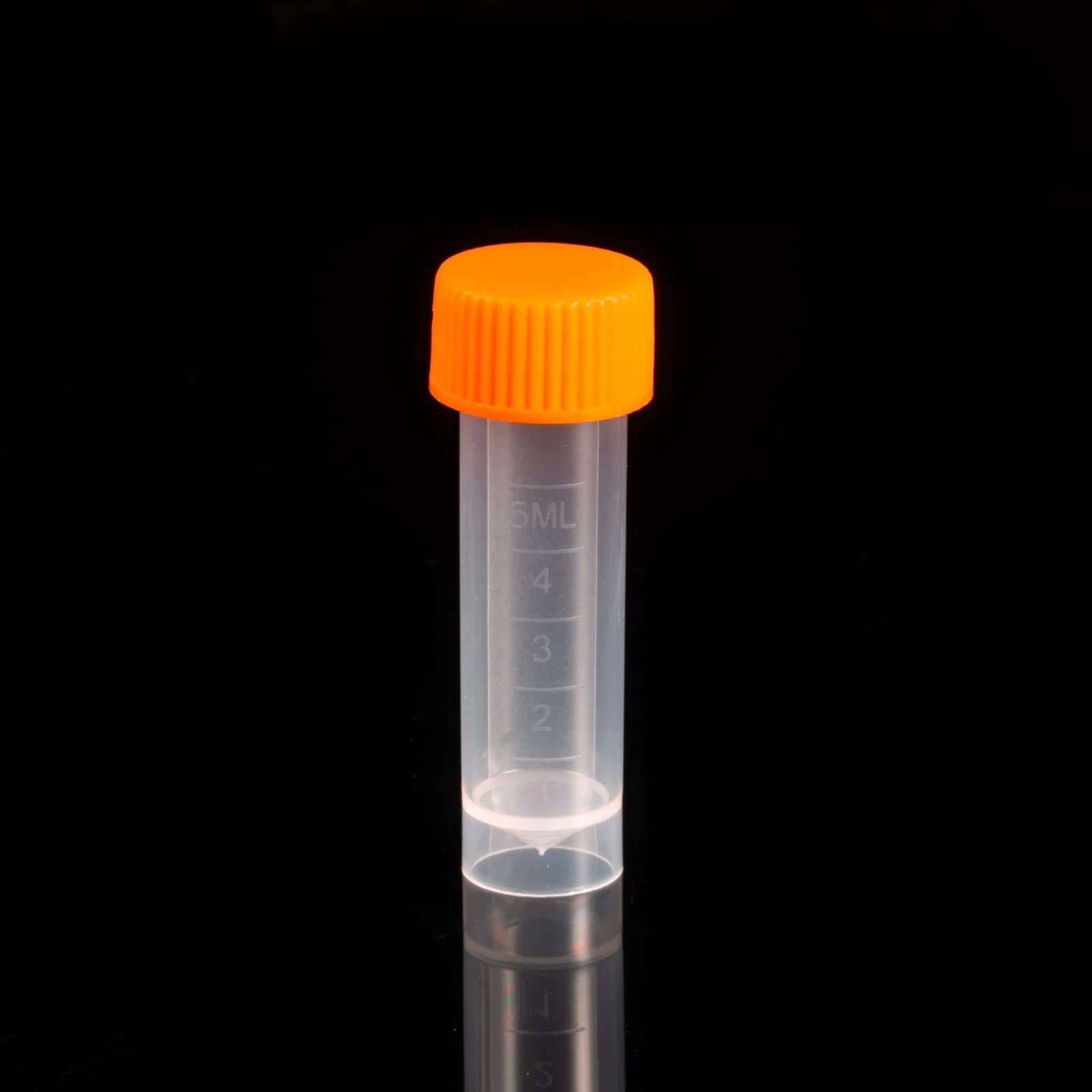 CCTVMTST 5ml Plastic Graduated Vial Storage Container Test Tubes with Orange Screw Caps, 50pcs