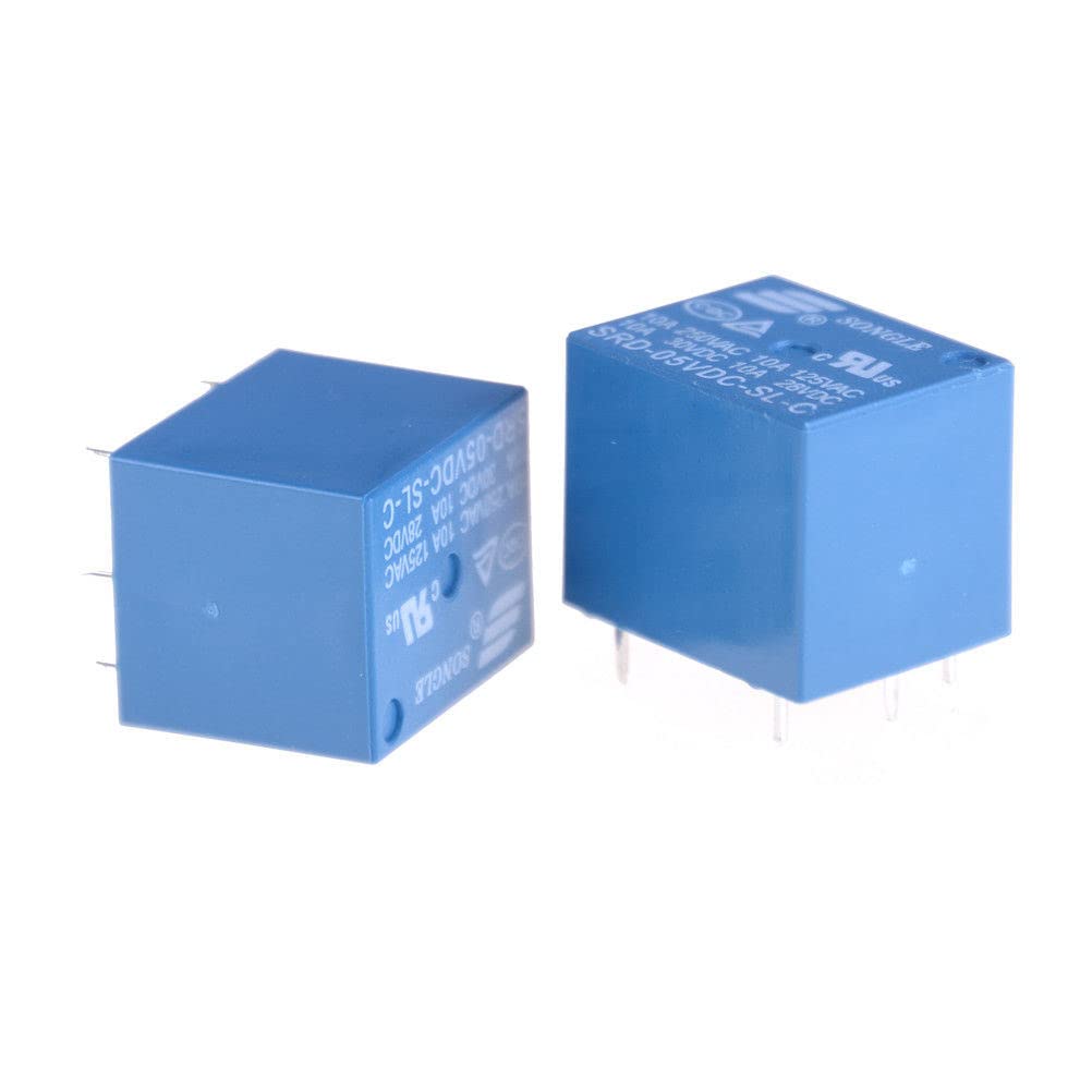 MiZOELEC 10pcs SRD-05VDC-SL-C PCB for SONGLE DC 5V Mini Power Relay 5 Pin SRD-5VDC-SL-C Blue