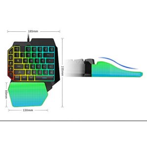 One Handed Gaming Keyboard, RGB Backlit 39 Keys Portable Mini Gaming Keypad with Independent M Key Plug and Play Mechanical Gaming Keyboard for PUBG Gamer