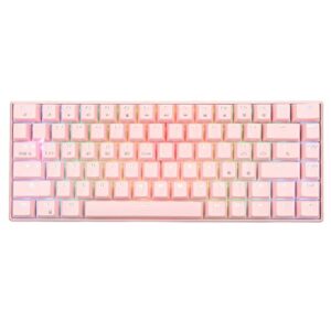 kafuty-1 mechanical gaming keyboard | 68 keys | rgb led backlit | 2.4g/ bluetooth 3.0/ type c wired 3 modes, for windows2000/me/xp/for vista /7/harmonyos/8/10/for android/for ios - pink (black shaft)