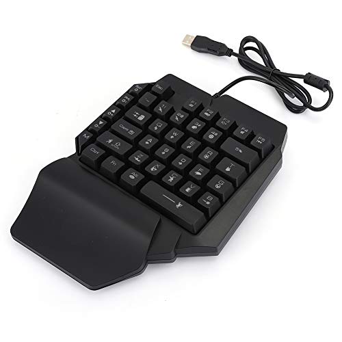 One Handed Gaming Keyboard, RGB Backlit 39 Keys Portable Mini Gaming Keypad with Independent M Key Plug and Play Mechanical Gaming Keyboard for PUBG Gamer