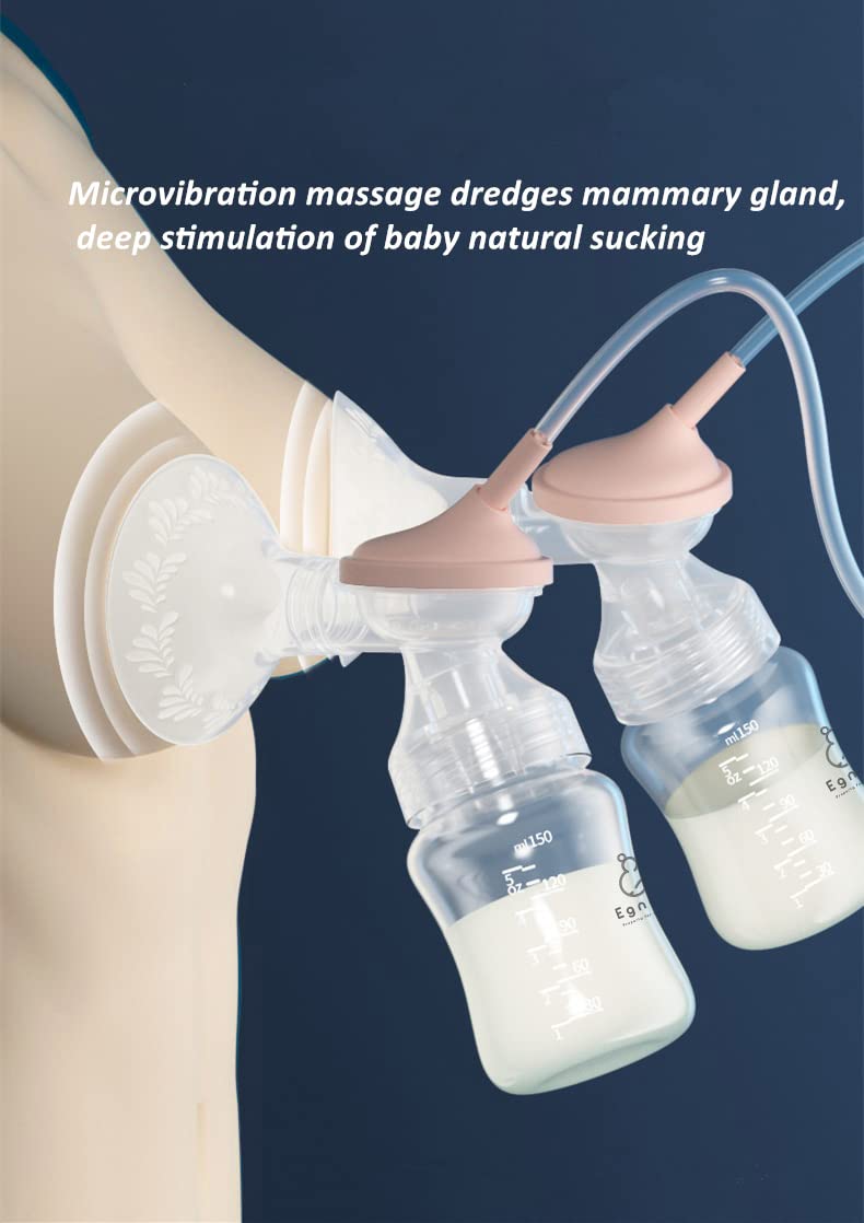 EGNELL Double Electric Breast Pump with Milk Bags - Quiet and Portable with 6 Modes and 9 Levels of Suction - Touch Screen LED Display and USB Charger