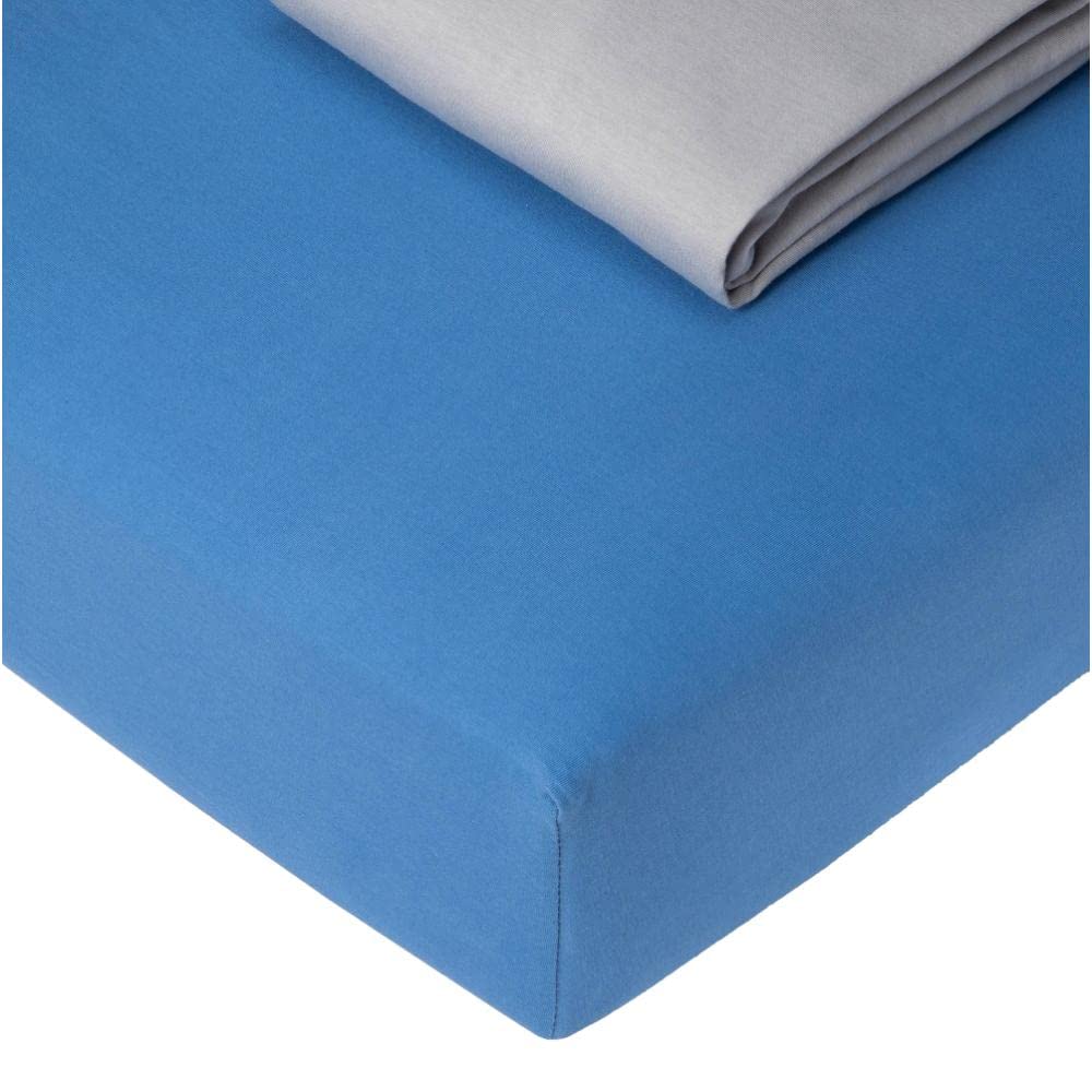 Fitted Jersey Crib Sheet - Cloud Island™ 2 Pack (Gray & Blue)