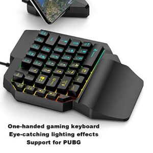 One Handed Gaming Keyboard, RGB Backlit 39 Keys Portable Mini Gaming Keypad with Independent M Key Plug and Play Mechanical Gaming Keyboard for PUBG Gamer