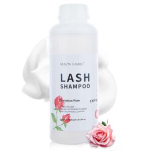 arison eyelash eyelash extension shampoo 600ml / eyelid foaming cleanser/wash for extensions and natural lashes/paraben & sulfate free safe makeup & / professional & self use (rose)