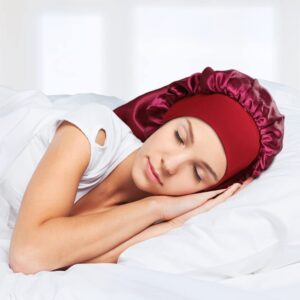 3 Pieces Long Satin Sleep Bonnet for Hair Care, Women Hair Bonnets Silky Braids Sleeping Caps Night Cap for Curly Hair