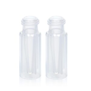 ALWSCI 9mm Screw Top Vials with 0.3 mL Fused Inserts, Polypropylene,ND9 9-425 Screw Thread Caps with Septa, White PTFE/Red Silicone Septa