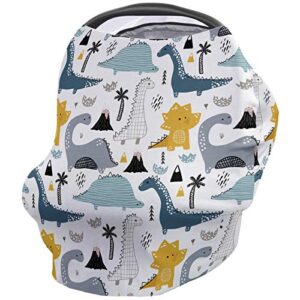 cartoon dinosaur car seat covers for babies boy girl capony covers animal nursing cover breastfeeding scarf soft breathable stretchy coverage, dino wildlife infant stroller cover shopping cart