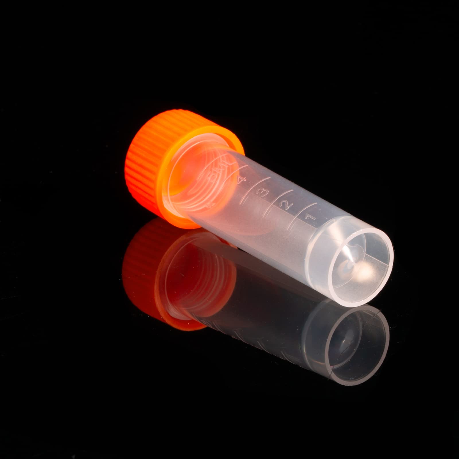 CCTVMTST 5ml Plastic Graduated Vial Storage Container Test Tubes with Orange Screw Caps, 50pcs