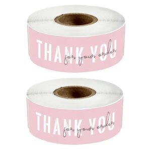 omgrei 1x3 inch thank you for your order stickers, pink thank you stickers small business, packaging for small business, order, decoration, gifts, 2roll with 240 labels (pink 01)