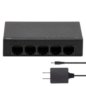 Monoprice 5-Port 10/100Mbps Fast Ethernet Unmanaged Network Switch | Compact Size, Plug and Play, Auto Negotiation and Auto MDI/MDIX, Wall Mount,Black