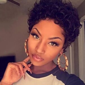 Short Curly Wigs None Lace Pixie Cut Wig Short Human Hair Wigs for Black Women Human Hair Full Made Wigs Natural Color