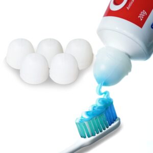 self-closing toothpaste caps, suitable for children and adults in the kids bathroom, food grade silicone and bpa free toothpaste caps (5 white)