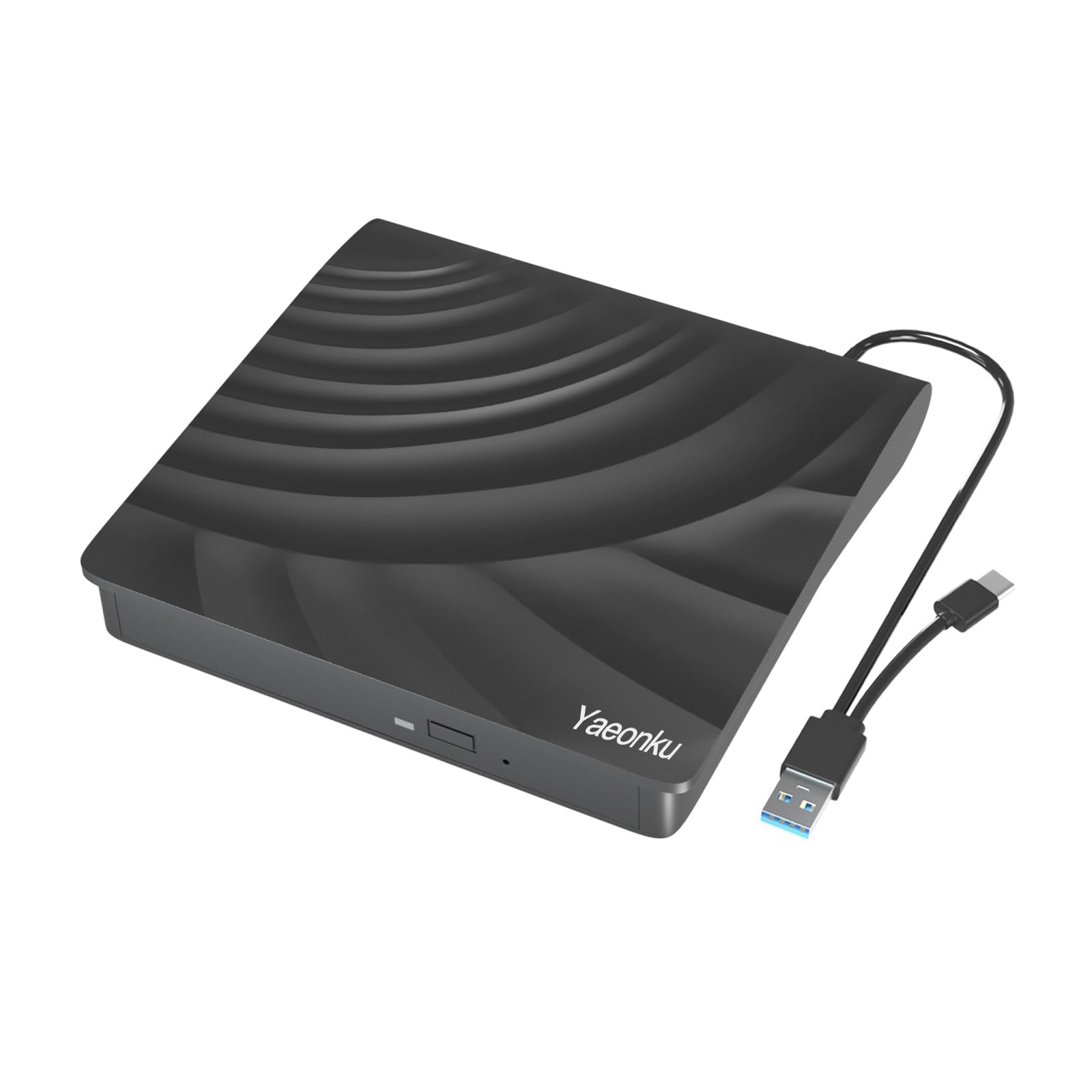 Yaeonku External CD DVD Drive, USB 3.0 Type-C Portable CD DVD +/-RW Drive, DVD/CD ROM Rewriter Burner, Compatible with Laptop PC Windows Linux Mac OS