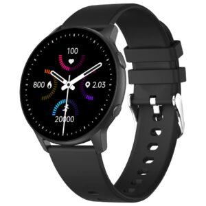 smart watch 2022 for woman and men, 1.28 ich full screen touch, activity trackers compatible ios/android, ip68 waterproof, black 1.28 inch vmx1 0