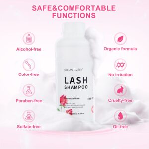 Arison Eyelash Eyelash Extension Shampoo 600ml / Eyelid Foaming Cleanser/Wash for Extensions and Natural Lashes/Paraben & Sulfate Free Safe Makeup & / Professional & Self Use (Rose)