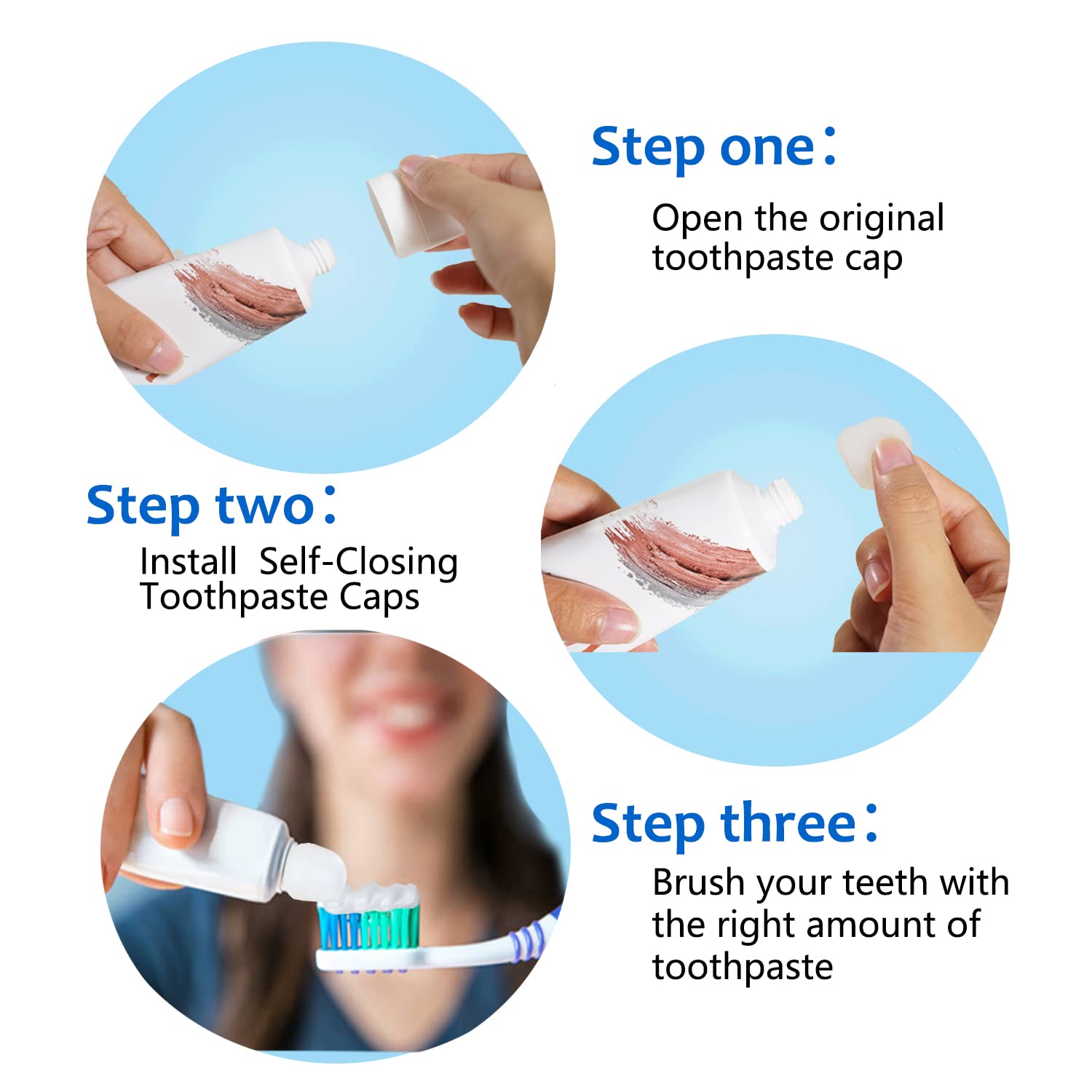 Self-Closing Toothpaste caps, Suitable for Children and Adults in The Kids Bathroom, Food Grade Silicone and BPA Free Toothpaste Caps (5 White)