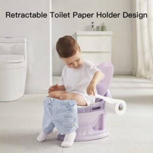 Toddler Potty, Gromast Baby Potty Training Toilet with Padded PU Seat and Removable Potty, Installation-Free Baby Toilet (Purple)