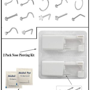 SLVIEKAE 18 Pcs Nose Piercing Kit, Disposable Nose Piercing Kit Self Nose Piercing Kit, at Home Nose Piercing Kit with L Shaped Stud (18 Pack)