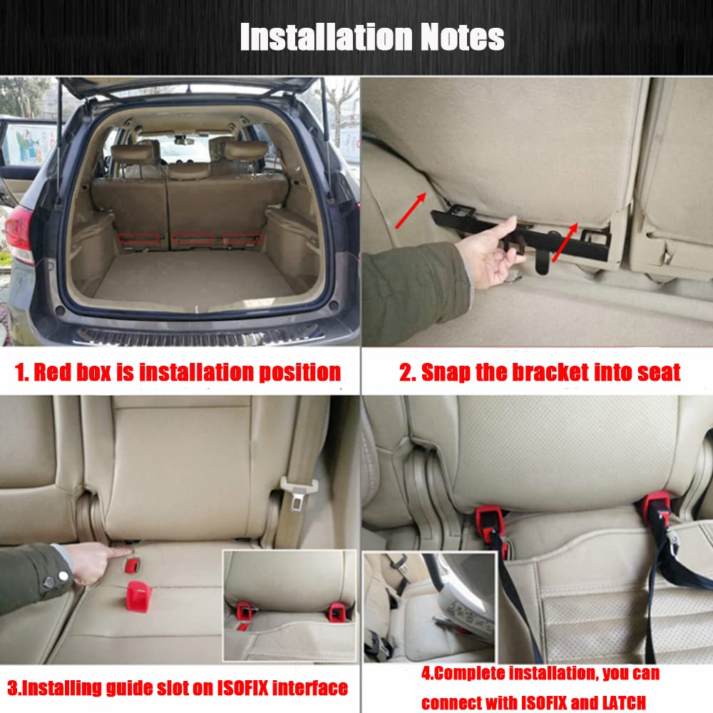 CYDZSW Car Child Seat Anchors Universal Restraint Safety Kit with ISOFIX Connector,Cars Seat Straps Belt Extenders Latch Buckle Anchor Mounting Kit,Add Two Seat Belt Guide