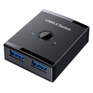 USB 3.0 Switch, Bi-Directional USB Switch 2 in 1 Out / 1 in 2 Out, YINNCEEN USB Switcher 2 Computers Share Keyboard Mouse Scanner Printer, USB KVM Switch Compatible with Mac/Windows/Linux