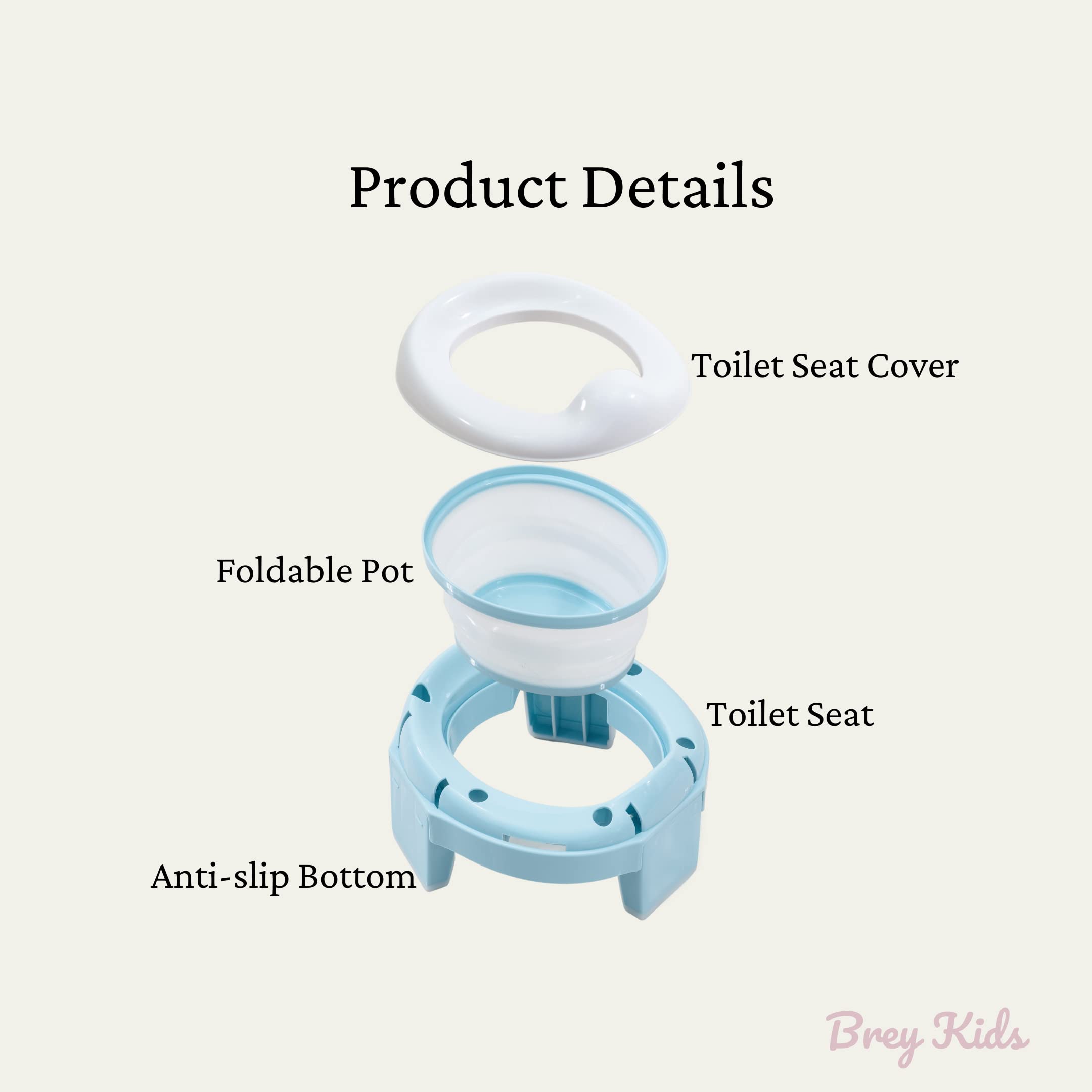 Portable Travel Potty for Toddler Kids 3-in-1 in Blue - Light, Easy with Stylish Carry Bag by Brey Kids