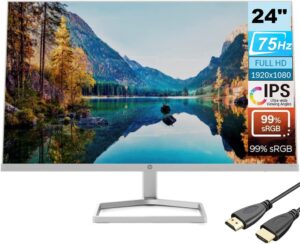 hp new m24fw fhd monitor 2d9k1aa#aba, on-screen controls; amd freesync, low blue light mode; anti-glare, brightness 300 nits, ips fhd (1920 x 1080), 1 vga; 1 hdmi 1.4, plus hdmi cable.