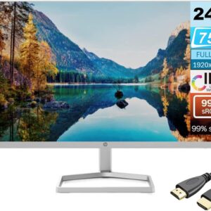 HP New M24fw FHD Monitor 2D9K1AA#ABA, On-Screen Controls; AMD FreeSync, Low Blue Light Mode; Anti-Glare, Brightness 300 nits, IPS FHD (1920 x 1080), 1 VGA; 1 HDMI 1.4, Plus HDMI Cable.