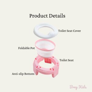 Portable Travel Potty for Toddler Kids 3-in-1 in Pink - Light, Easy with Stylish Carry Bag by Brey Kids