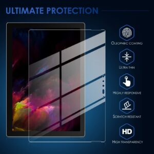 【2-PACK】Screen Protector for Microsoft Surface Pro 7 Plus (2021)/ Surface Pro 7 (2019) 12.3", DETUOSI Ultra-Clear/Anti-Glare/Touch Sensitive/Bubble Free/Anti-Scratch Mica Surface Pro 7+ Tempered Glass