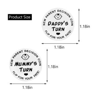 2Pcs New Parent Decision Coin Gift for New Mom Funny Parent Mummy Gifts After Baby Daddy Birth Gift Pregnancy Women First Time to be Moms Dads,Double Sided,Sliver.