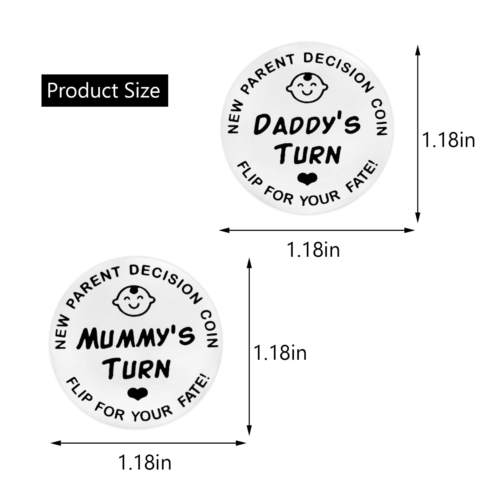 2Pcs New Parent Decision Coin Gift for New Mom Funny Parent Mummy Gifts After Baby Daddy Birth Gift Pregnancy Women First Time to be Moms Dads,Double Sided,Sliver.