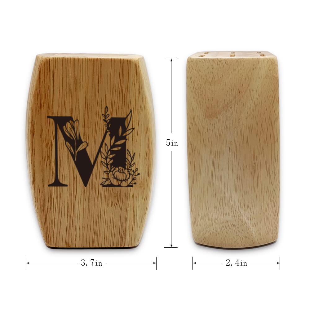 Monogram Letter M Funny Farmhouse Kitchen Decor Knife Block For Steak Knives 5 Inch Utility Knives 6 Piece Slot Organizer Durable 100% Natural Oak Wood, Housewarming Birthday Wedding Gift, 3.7x2.4x5"