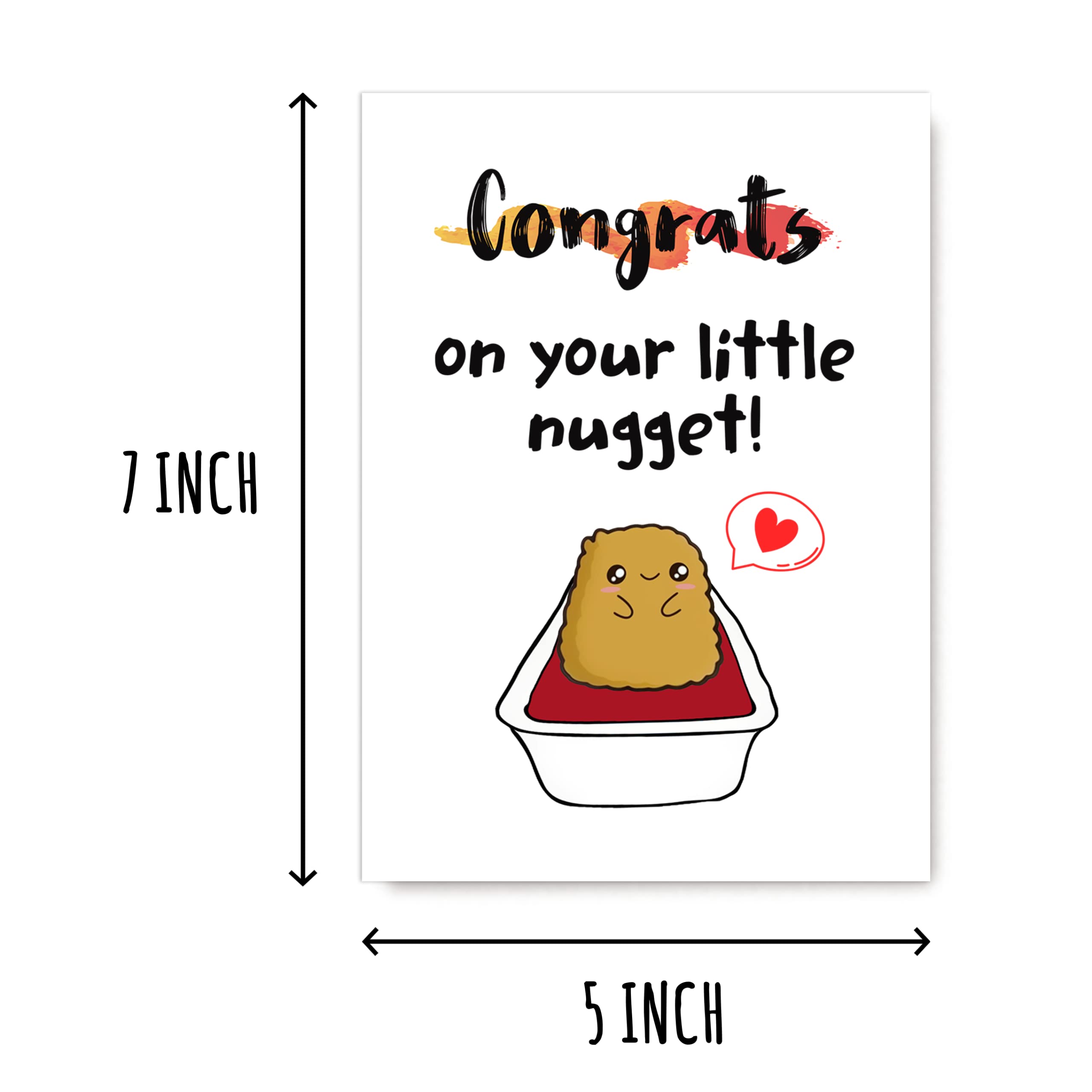 KrysDesigns Nugget Baby Card - Congrats On Your Little Nugget - New Baby Shower Newborn Chicken Nugget Tender Fast 5 x 7 inches T1EJWRTCKF 0