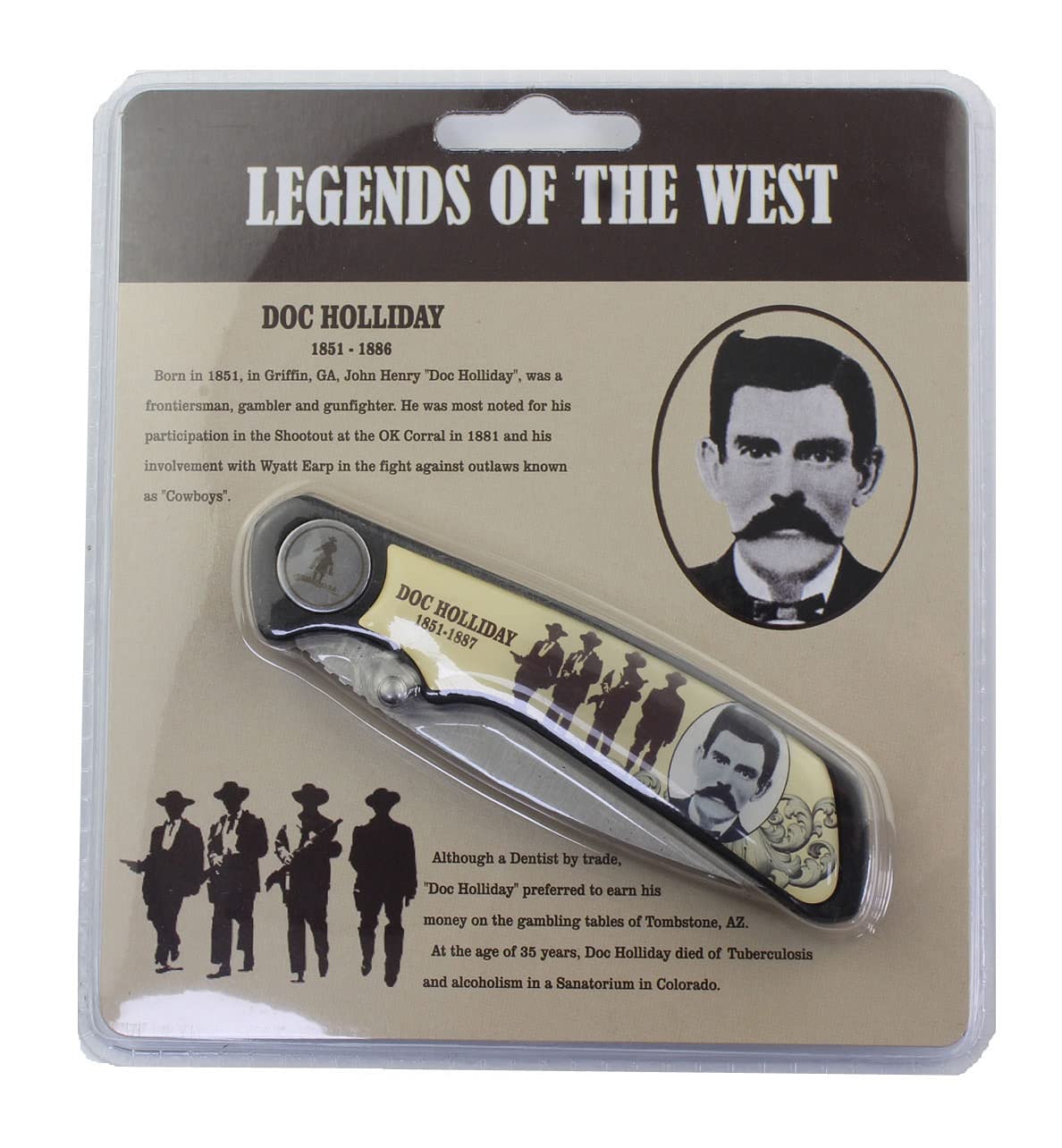 Splendidgifts Legends of the west folding knife - Doc Holliday