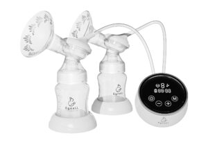 egnell double electric breast pump with milk bags - quiet and portable with 6 modes and 9 levels of suction - touch screen led display and usb charger