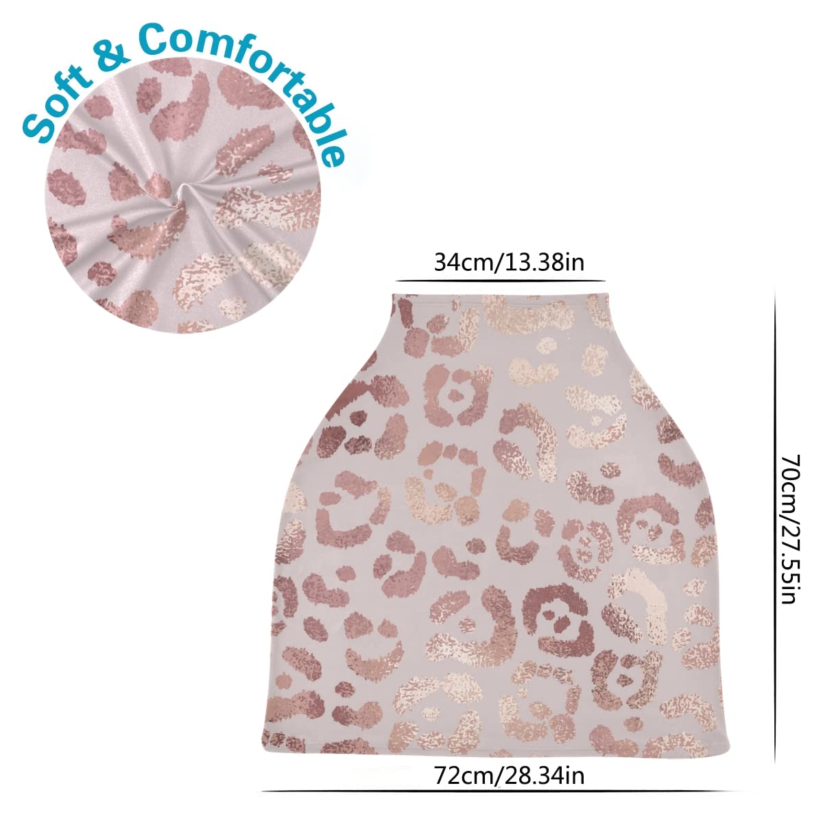 Nursing Cover Breastfeeding Soft Carseat Canopy Cute Leopard Print Cheetah Rose Gold Multi Use for Baby Car Seat Covers Canopy Shopping Cart Cover Scarf Light Blanket Stroller Cover