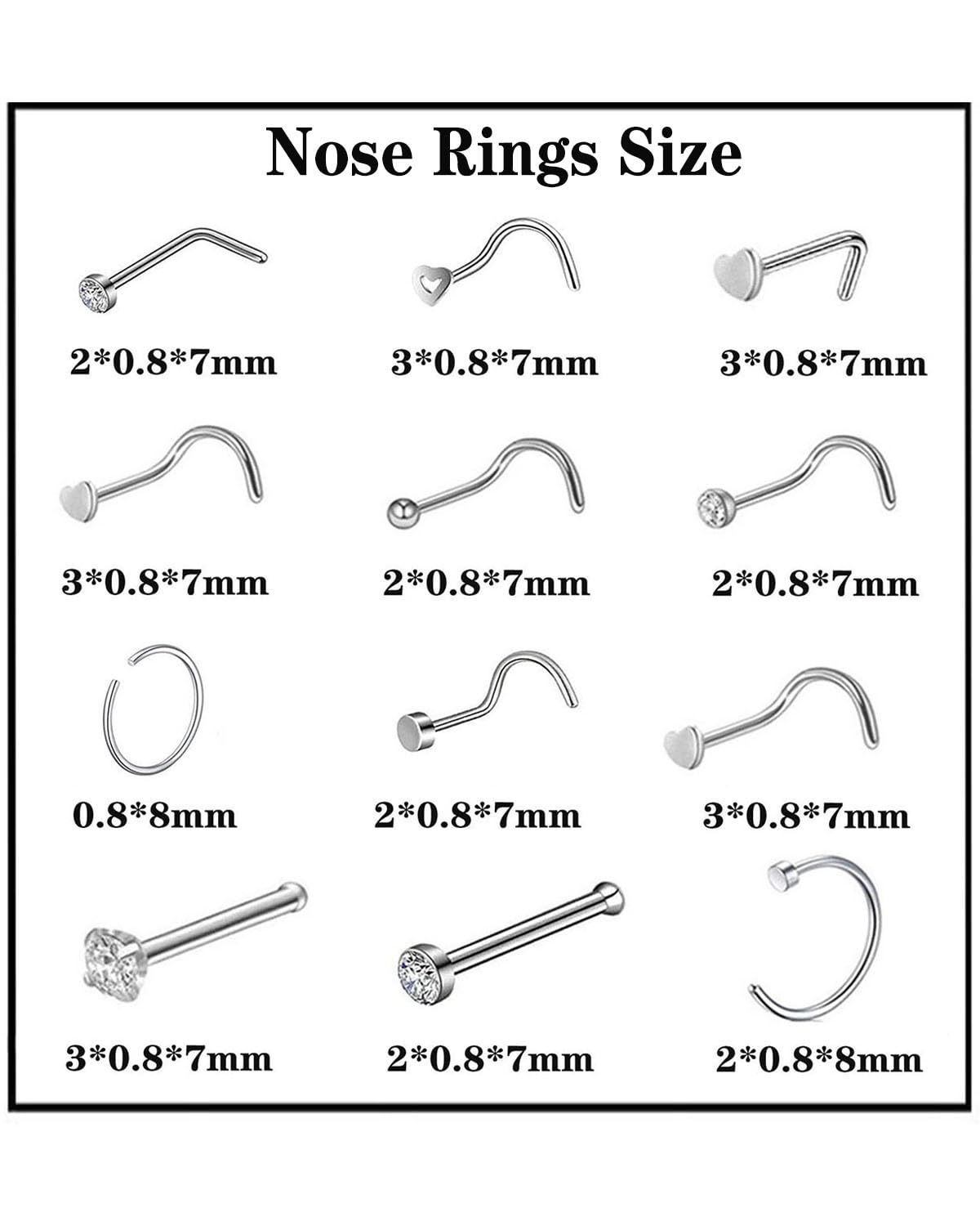 SLVIEKAE 18 Pcs Nose Piercing Kit, Disposable Nose Piercing Kit Self Nose Piercing Kit, at Home Nose Piercing Kit with L Shaped Stud (18 Pack)