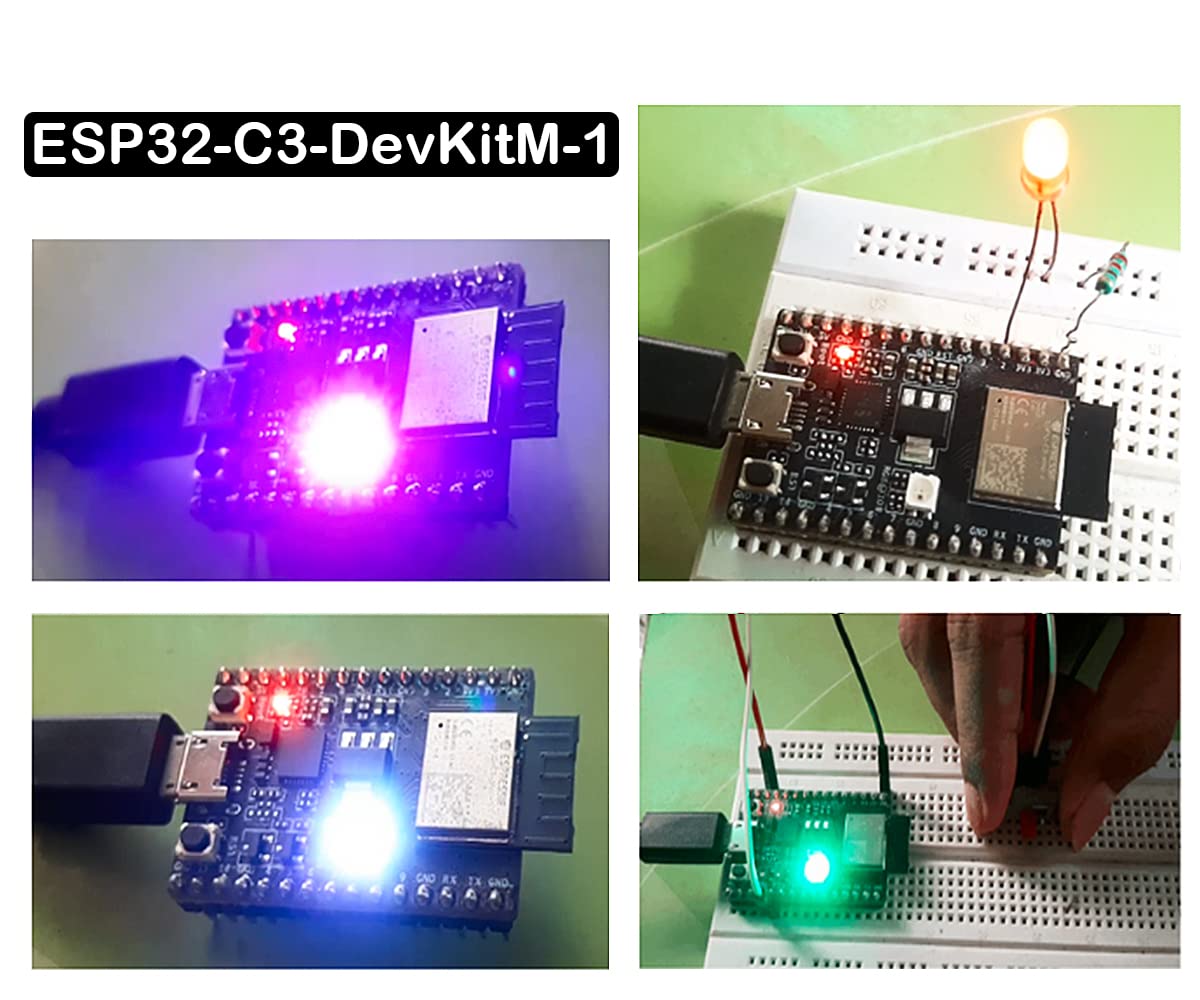 Geekstory ESP32-C3-DevKitM-1 Development Board ESP32-C3FN4 Core, ESP32-C3-MINI-1 WiFi+BT LE Module with 4 MB External SPI Flash