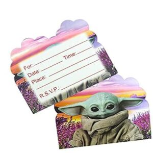 omto baby yoda birthday invitation cards 20packs baby yoda invitation cards for kids baby yoda birthday party supplies