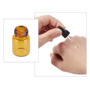 GORGECRAFT 30Pcs Glass Dropper Bottle Mini Plastic Amber Refillable Containers Empty Tincture Essential Oils Bottles for Perfumes Aromatherapy Travel Daily Supplies Accessory, 2ml