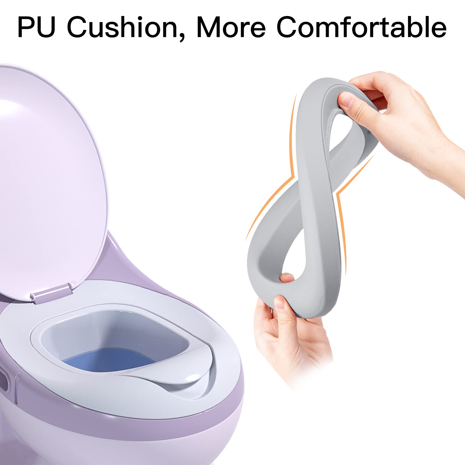 Toddler Potty, Gromast Baby Potty Training Toilet with Padded PU Seat and Removable Potty, Installation-Free Baby Toilet (Purple)