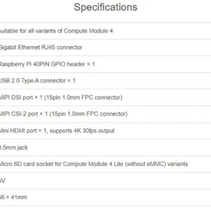 Nano Base Board (B) for Raspberry Pi Compute Module 4 Lite/eMMC, with Standard CM4 Socket, with Raspberry Pi 40PIN GPIO Interface, Gigabit Ethernet, USB2.0, DSI, CSI, 3.5mm Audio Jack