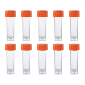 cctvmtst 5ml plastic graduated vial storage container test tubes with orange screw caps, 50pcs