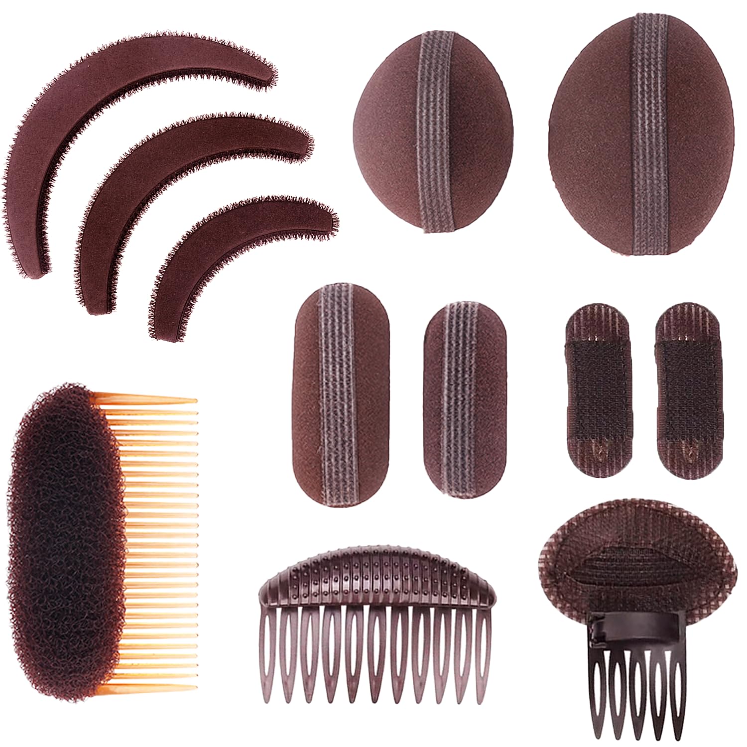 Hair Base Sponge Invisible Hair Clip Comb Volume Styling Insert Tool False Hair Pads Hair Extensions Accessories Brown (AA Brown)