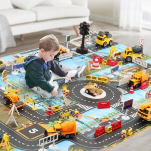 Gaweb Kids Game Play Mat Urban Construction Road Traffic Map Play Mat Rug 32X22 Inch Playmat Carpet for Children's Bedroom A 1