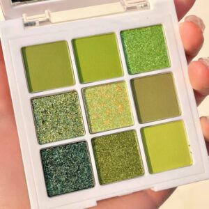 maepeor olive green eyeshadow palette 9 colors stunning matte glitter eyeshadow palette longlasting waterproof shimmer eye shadow for girls and women (set 5, olive green)