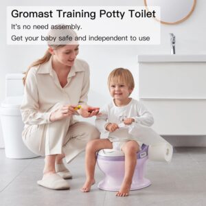 Toddler Potty, Gromast Baby Potty Training Toilet with Padded PU Seat and Removable Potty, Installation-Free Baby Toilet (Purple)