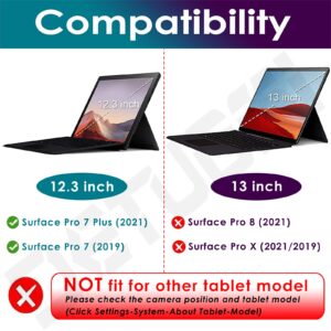 【2-PACK】Screen Protector for Microsoft Surface Pro 7 Plus (2021)/ Surface Pro 7 (2019) 12.3", DETUOSI Ultra-Clear/Anti-Glare/Touch Sensitive/Bubble Free/Anti-Scratch Mica Surface Pro 7+ Tempered Glass