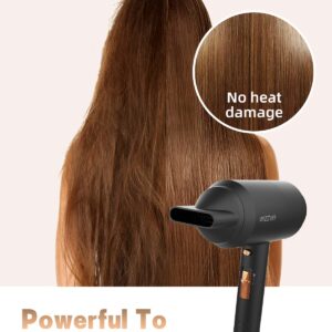 WIZCHARK Hair Dryer with Diffuser, Ceramic Ionic Blow Dryer for Women Curly Hair, Lightweight Compact Professional Salon Hairdryer with Diffuser Attachment, Cool Air Button 2 Speeds/Heats, Black